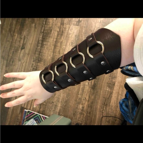 Jewelry | Unisex Leather Brown O Ring Bracer Fantasy New | Poshmark